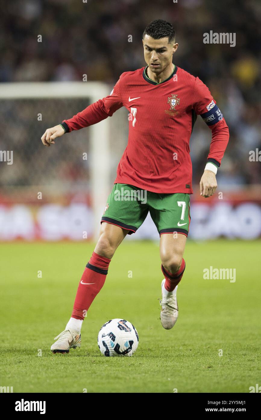 Football match, captain Cristiano RONALDO CR7 Portugal with the ball ...