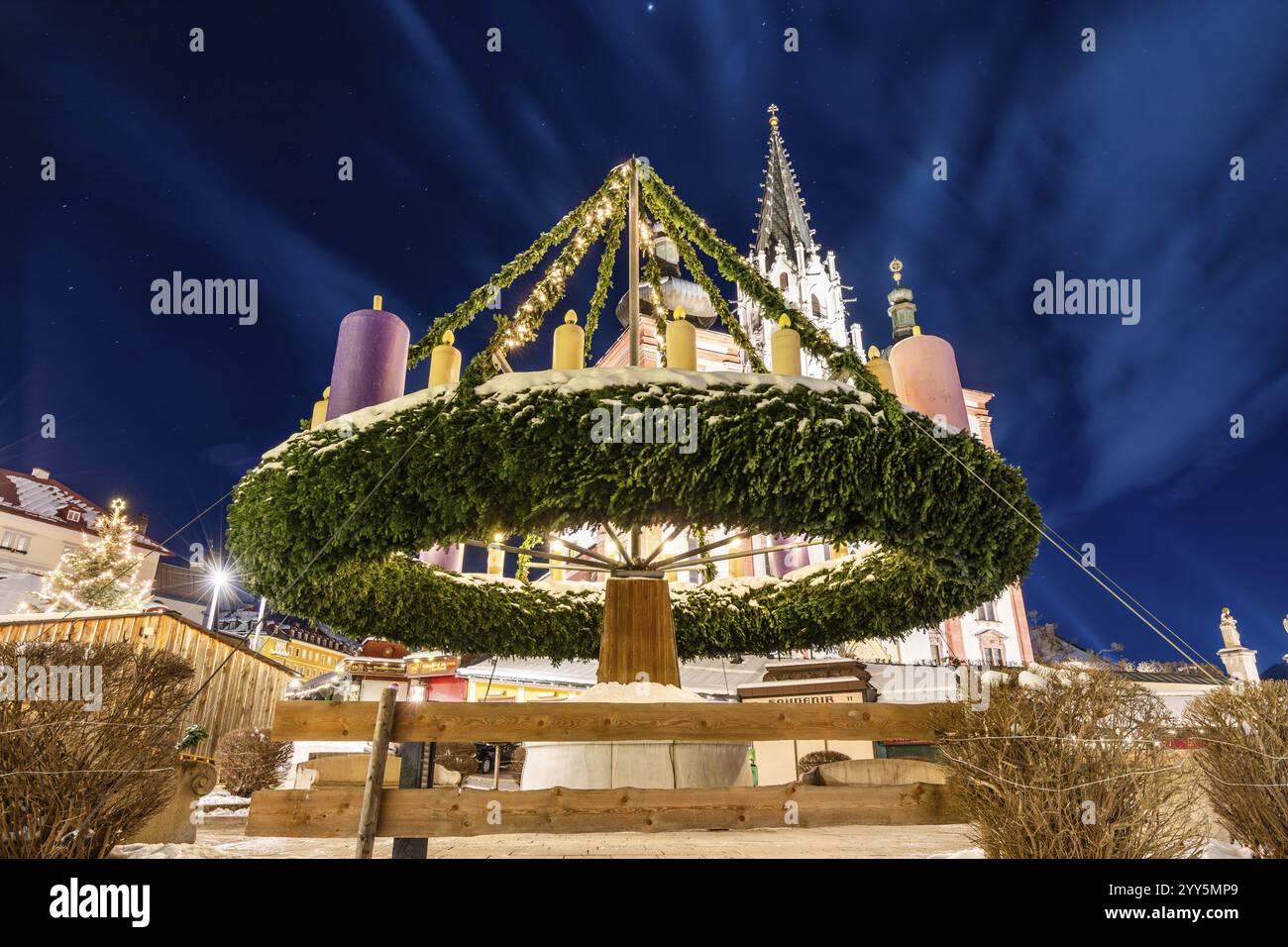 World's largest hanging Advent wreath, behind the basilica, main square ...