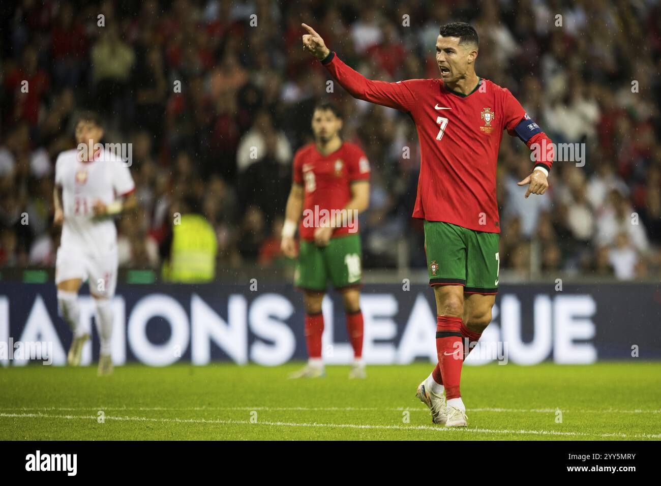 Football match, captain Cristiano RONALDO CR7 Portugal points angrily ...