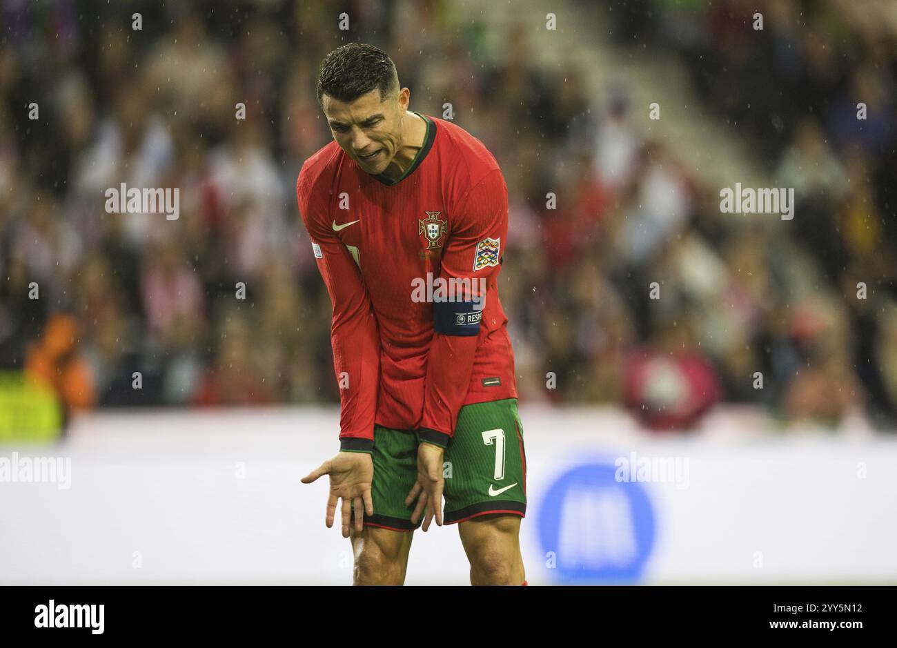 Football match, captain Cristiano RONALDO CR7 Portugal protests ...
