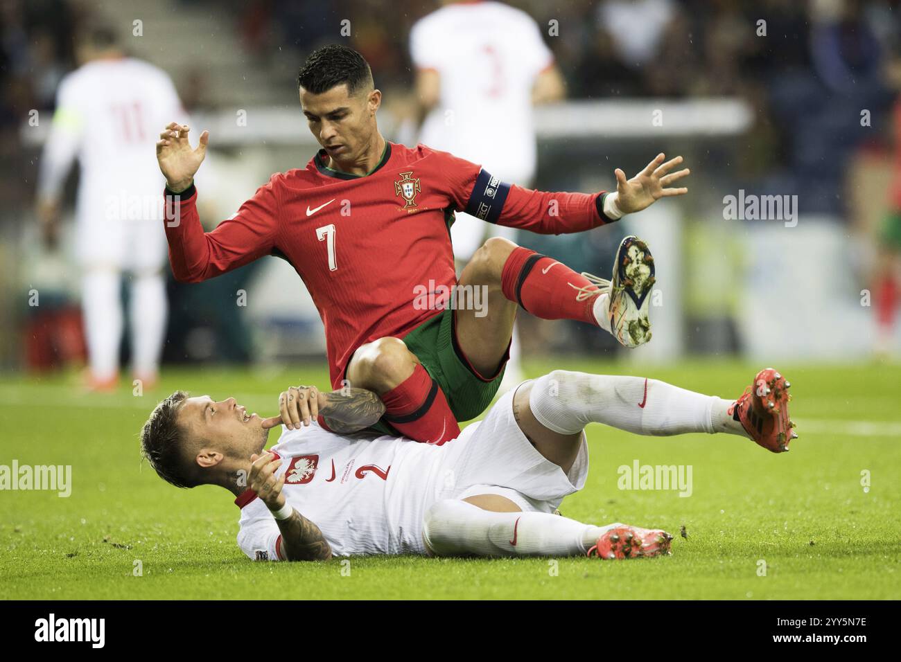Football match, captain Cristiano RONALDO CR7 Portugal on the stomach ...