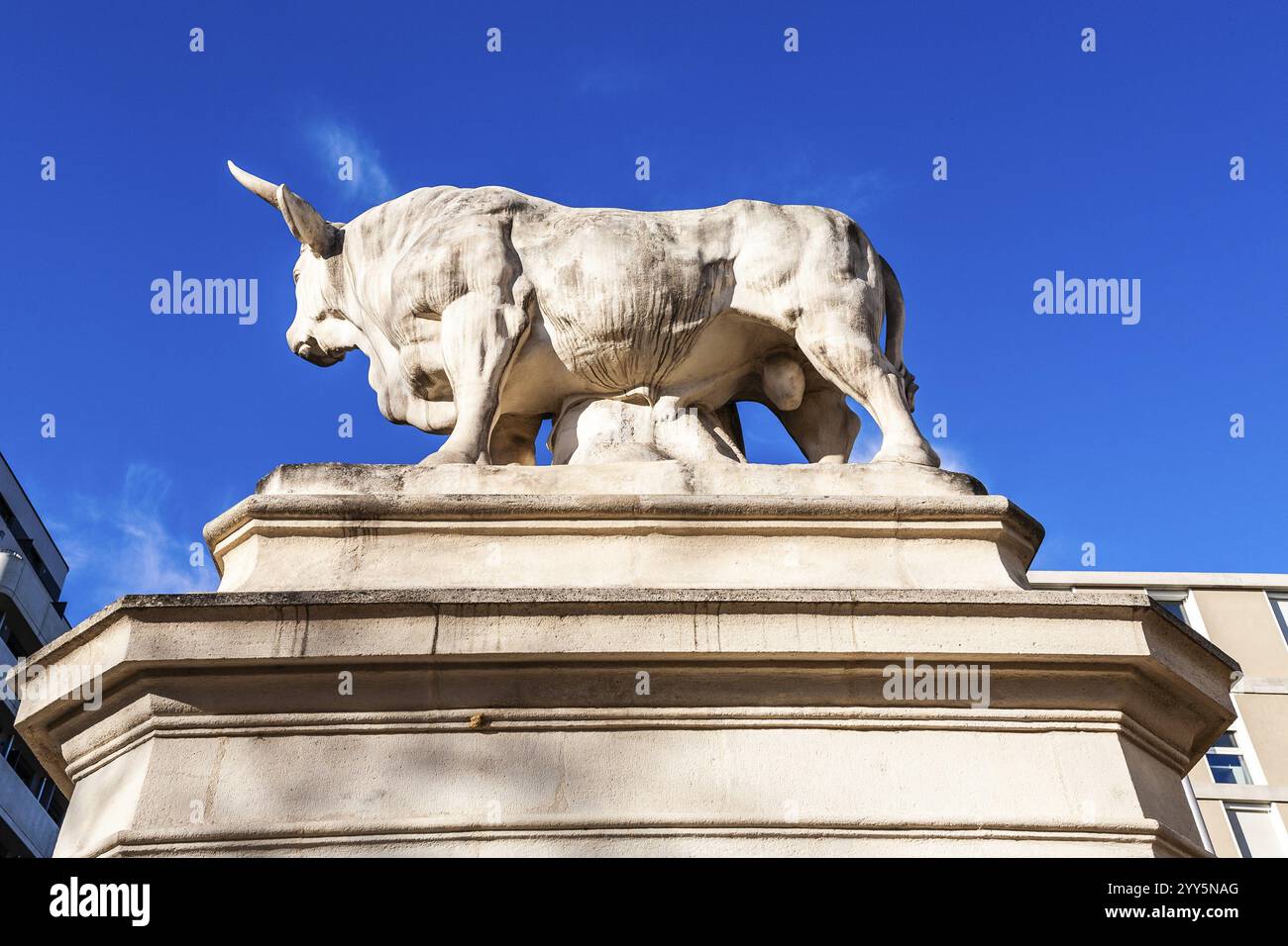 Stone sculpture, cattle for slaughter, heritage-protected gate of the ...