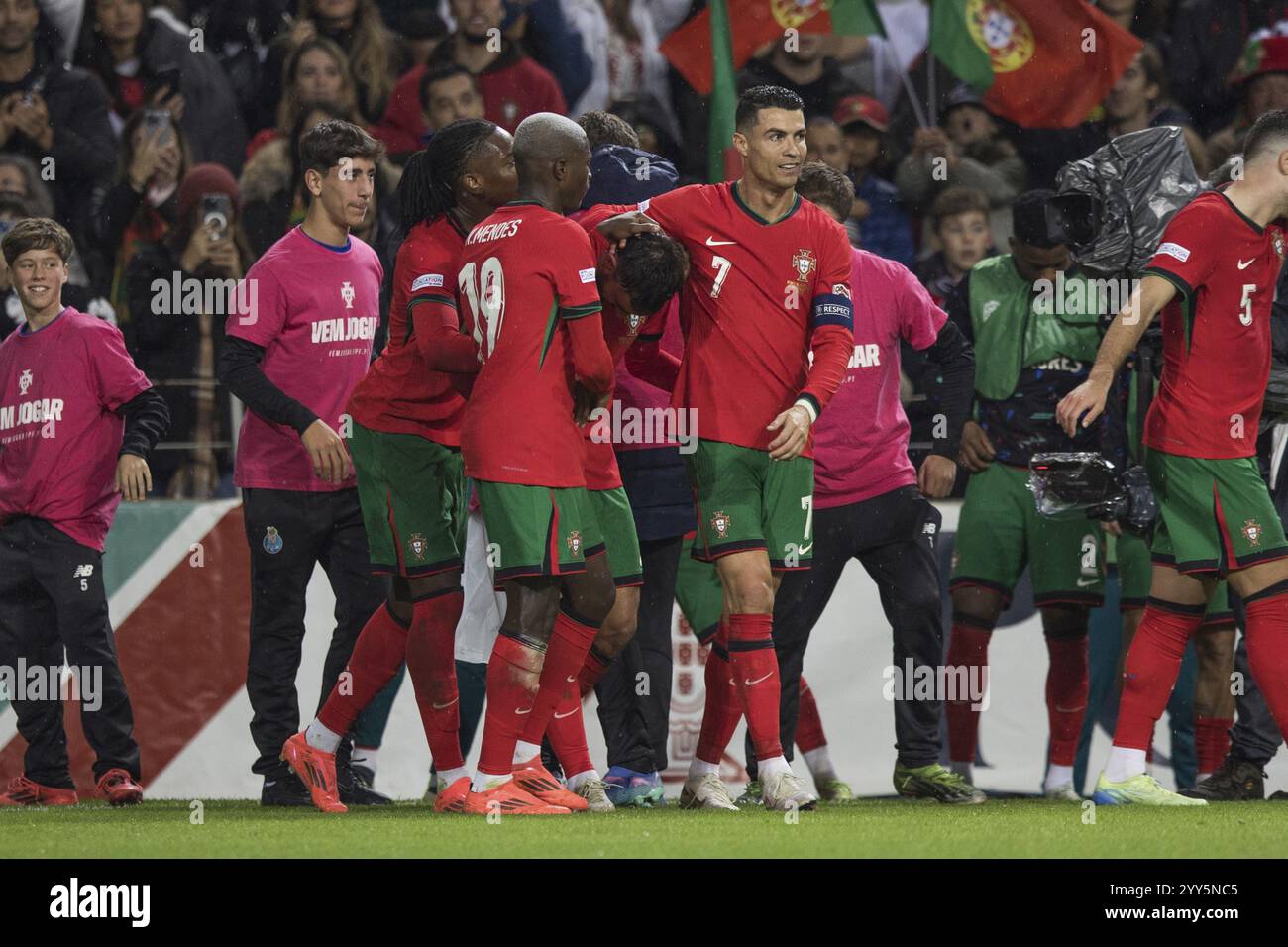 Football match, captain Cristiano RONALDO CR7 Portugal in the centre ...