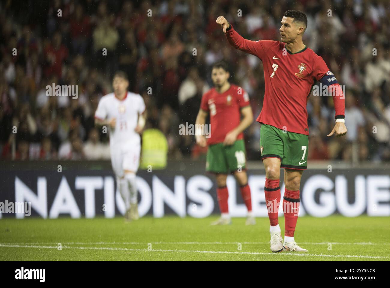 Football match, captain Cristiano RONALDO CR7 Portugal points angrily ...
