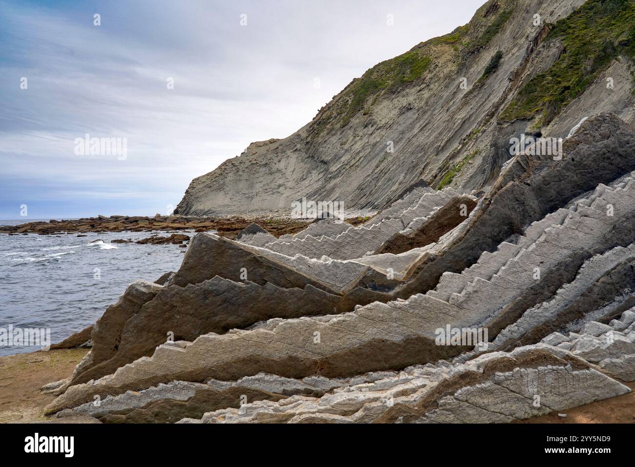 Famous flysch rocks of the Atlantic in Basque country, Spain Stock ...