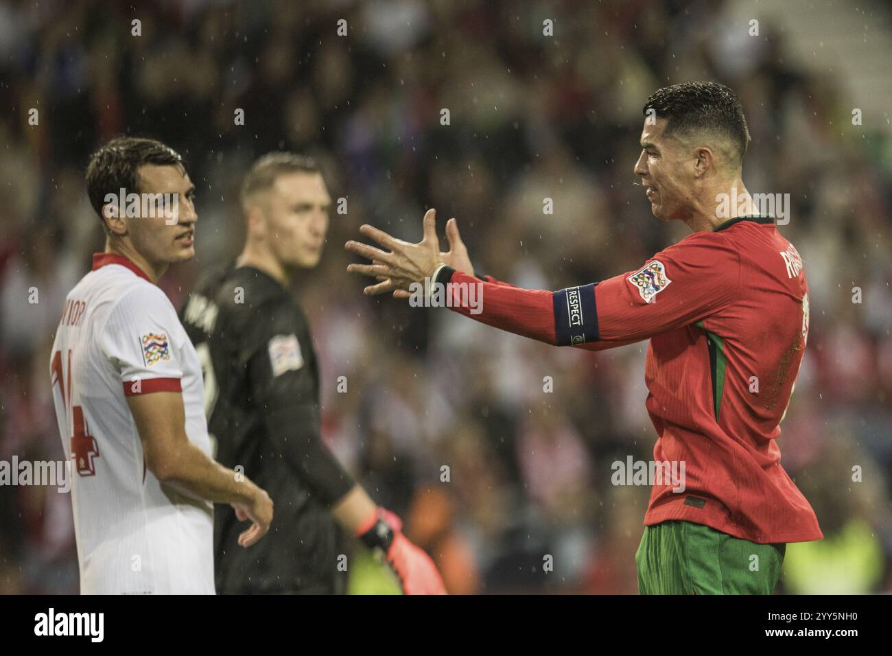 Football match, captain Cristiano RONALDO CR7 Portugal r. protests ...