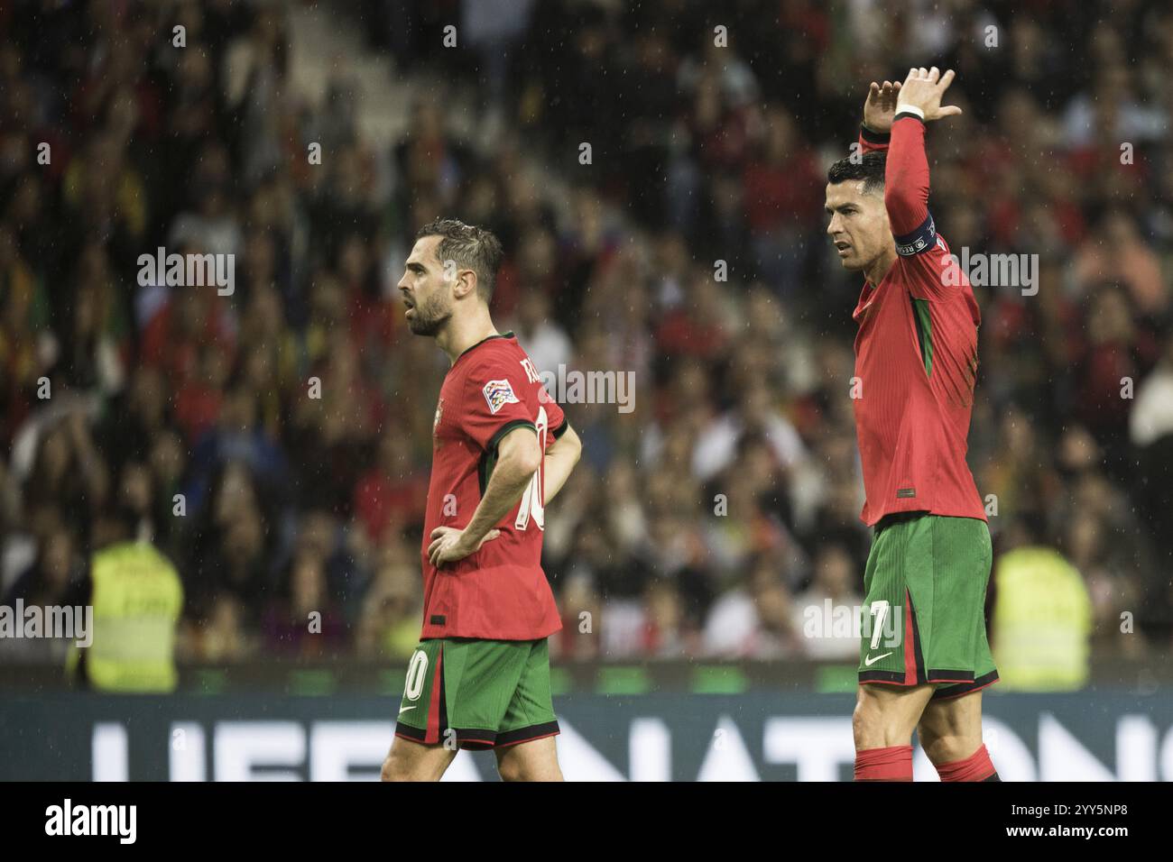Football match, captain Cristiano RONALDO CR7 Portugal protests ...