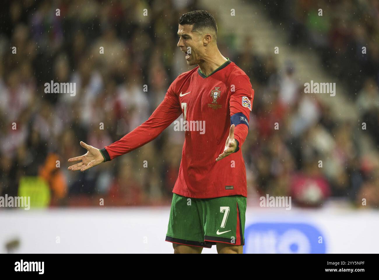 Football match, captain Cristiano RONALDO CR7 Portugal protests ...