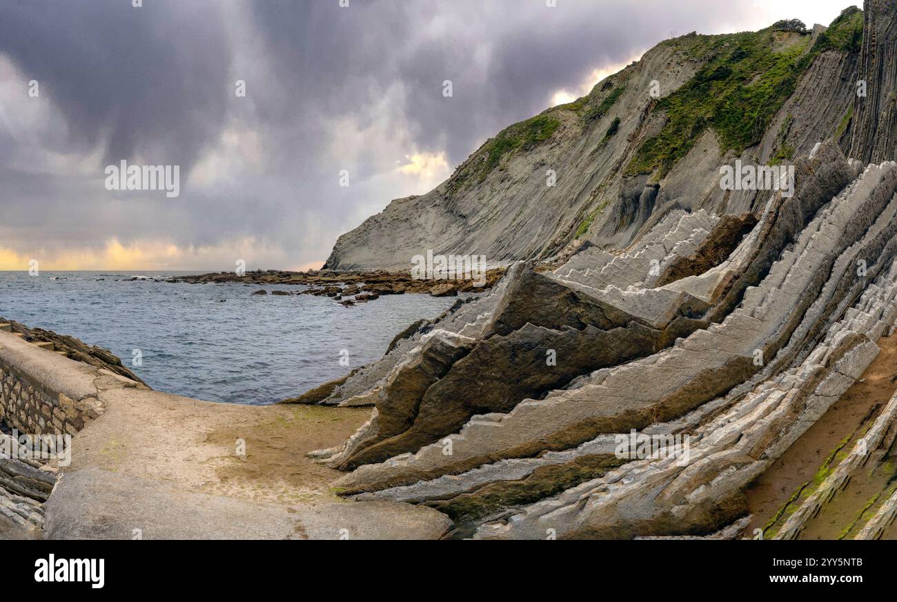 Famous flysch rocks of the Atlantic in Basque country, Spain Stock ...