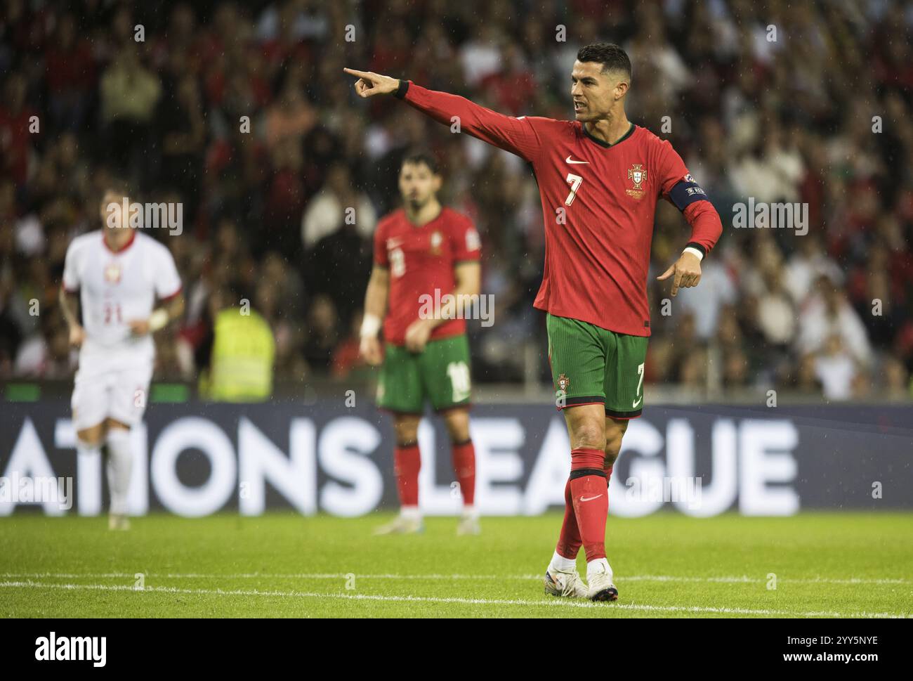 Football match, captain Cristiano RONALDO CR7 Portugal points angrily ...