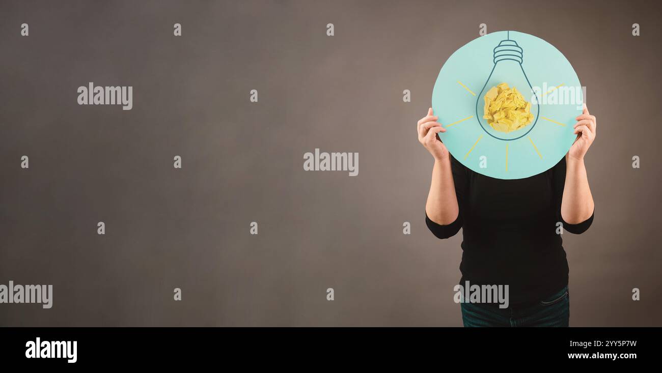 Human brain with light bulb, education and science concept, learning ...