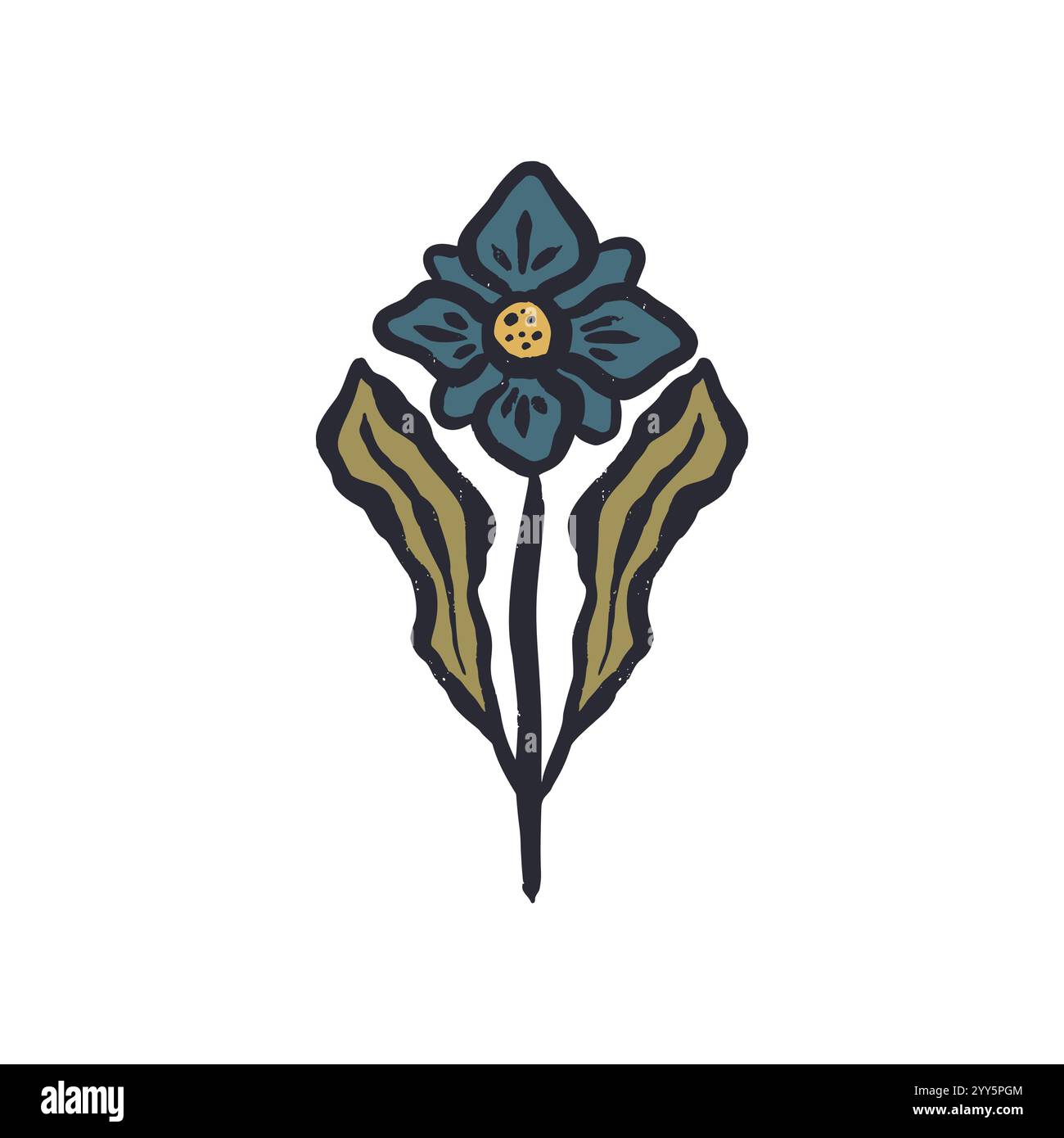 Black outline minimal abstract inky flower Stock Vector Image & Art - Alamy