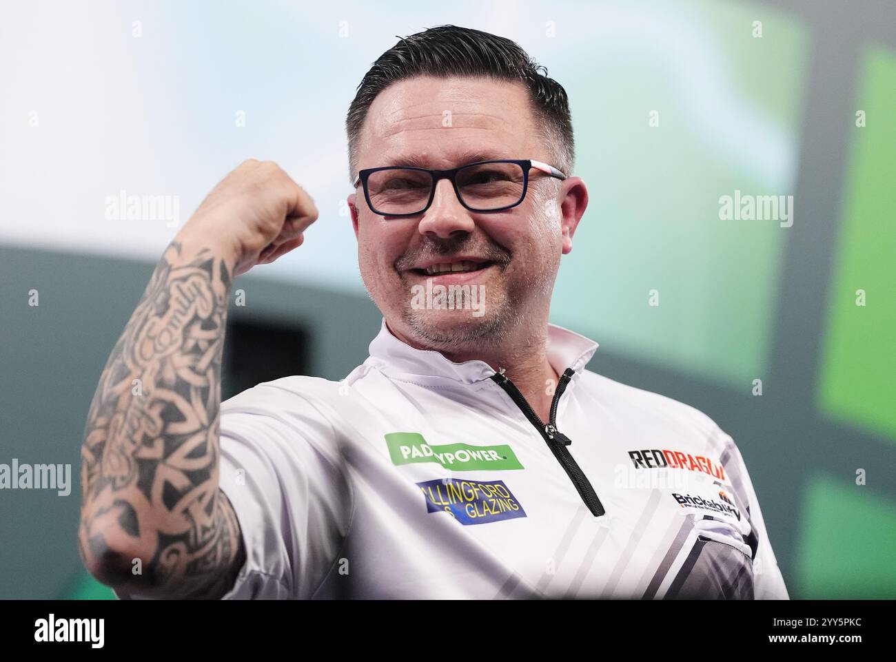 Robert Owen celebrates winning his second round match against Gabriel ...