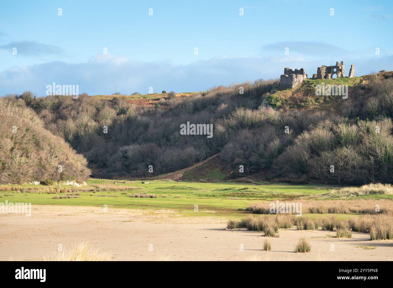 Pennard Castle and Pill, Gower, Wales, UK Stock Photo - Alamy
