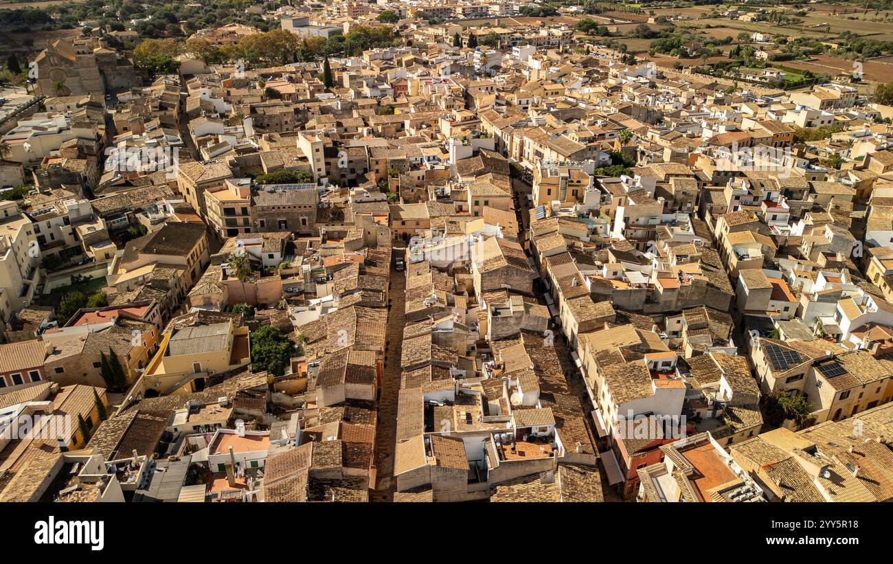 The mediterranean medieval town and houses. The town of Alcudia in the ...