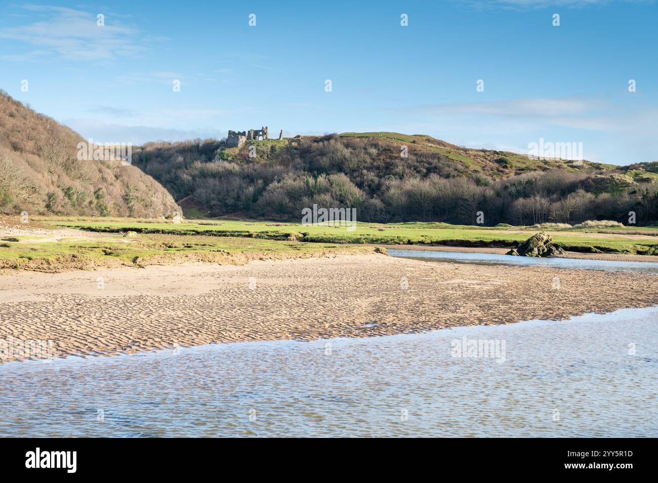 Pennard Castle and Pill, Gower, Wales, UK Stock Photo - Alamy