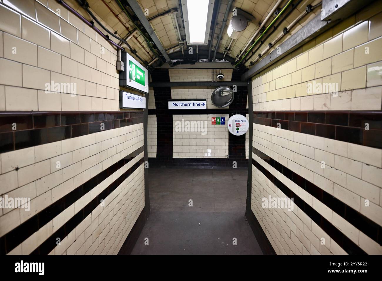old tiled tunnels to the emergency exit at archway station london ...