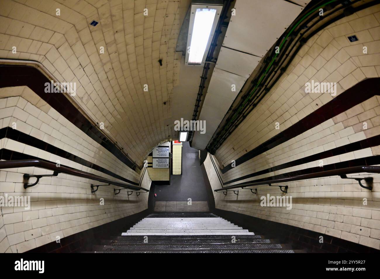 old tiled tunnels to the emergency exit at archway station london ...