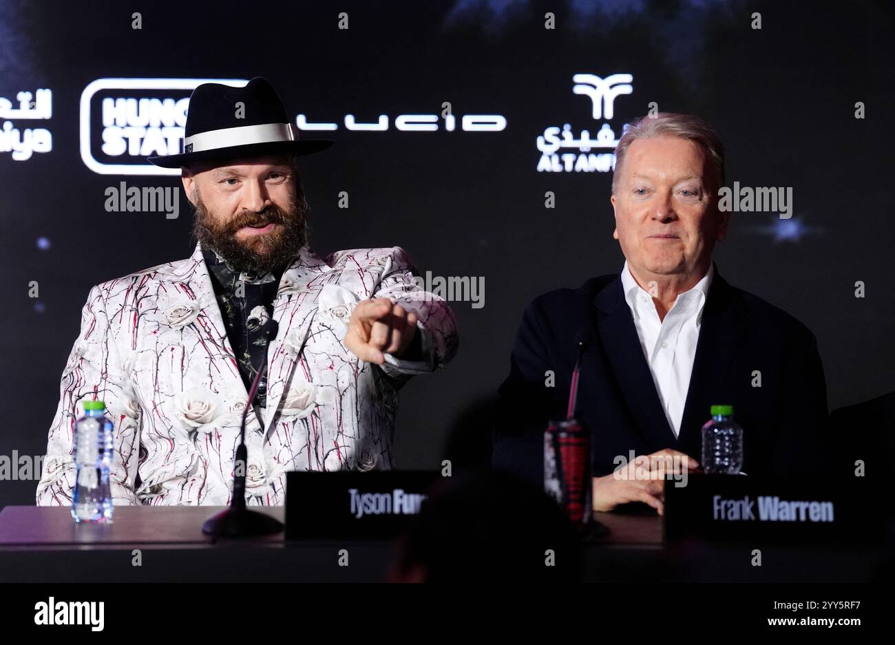 Boxer Tyson Fury (left) and boxing promoter Frank Warren during a press ...