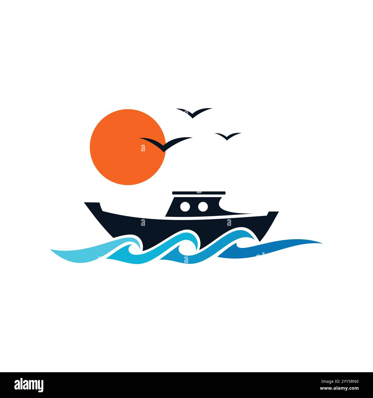 Ship logo with abstract wave brand identity for boating business ...