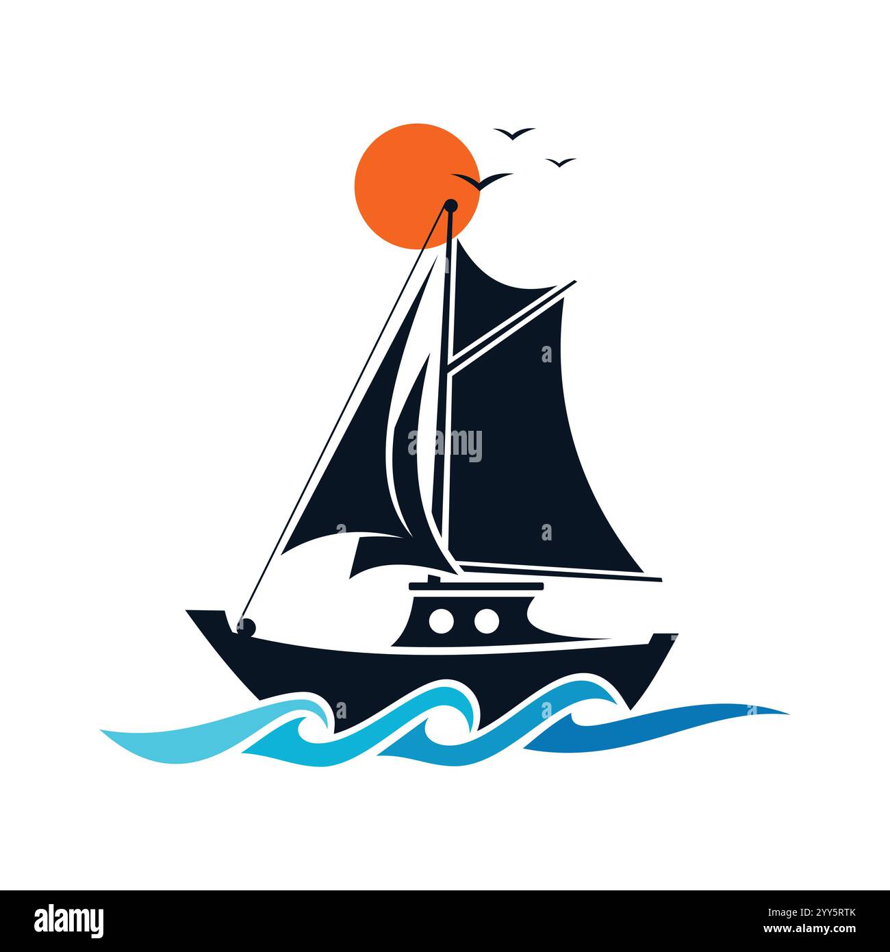Ship Sailboat with abstract wave for brand identity boating business ...