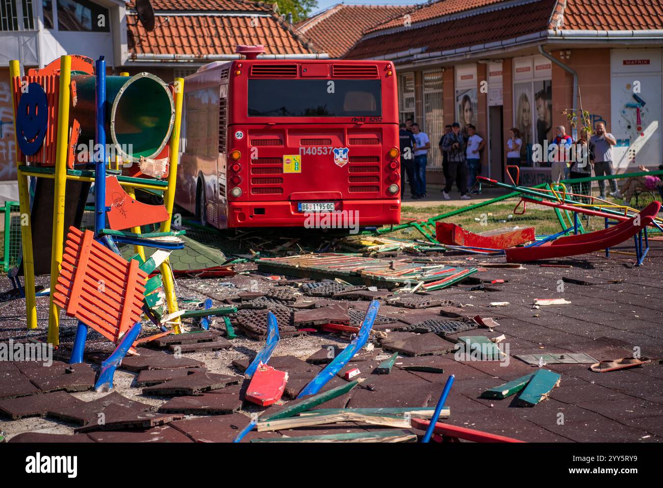 City bus, public transportation vehicle crashed and destroyed into kids ...