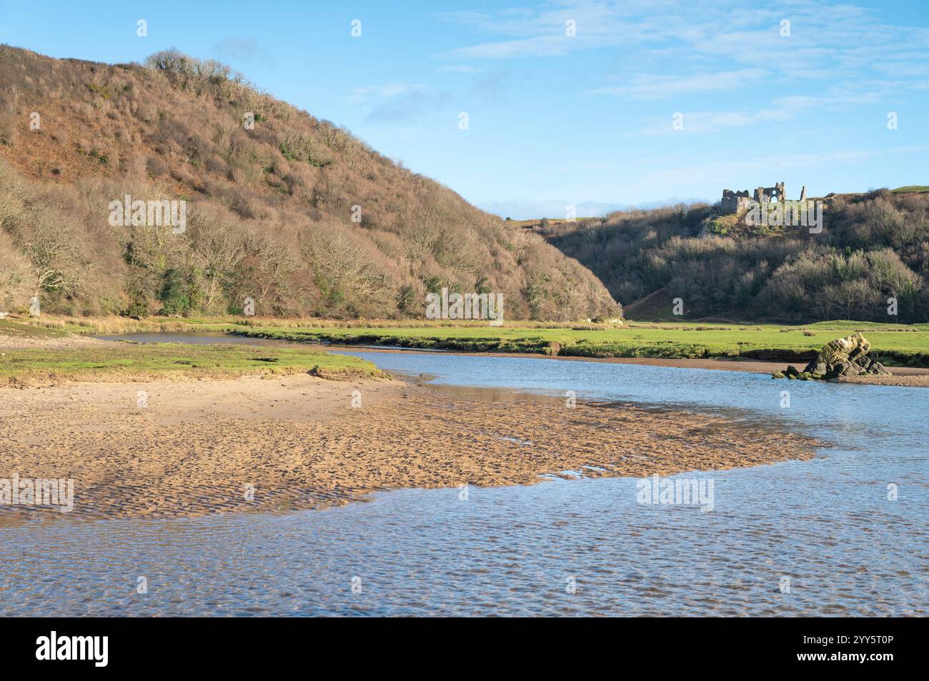 Pennard Castle and Pill, Gower, Wales, UK Stock Photo - Alamy