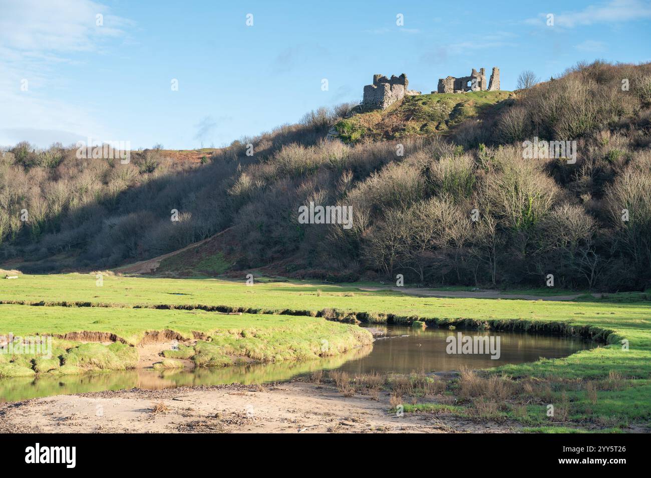 Pennard Castle and Pill, Gower, Wales, UK Stock Photo - Alamy