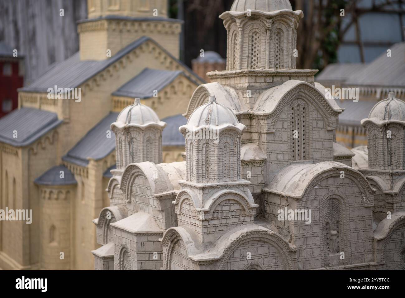 Scale model (maquette) of the old city buildings and landmarks with ...