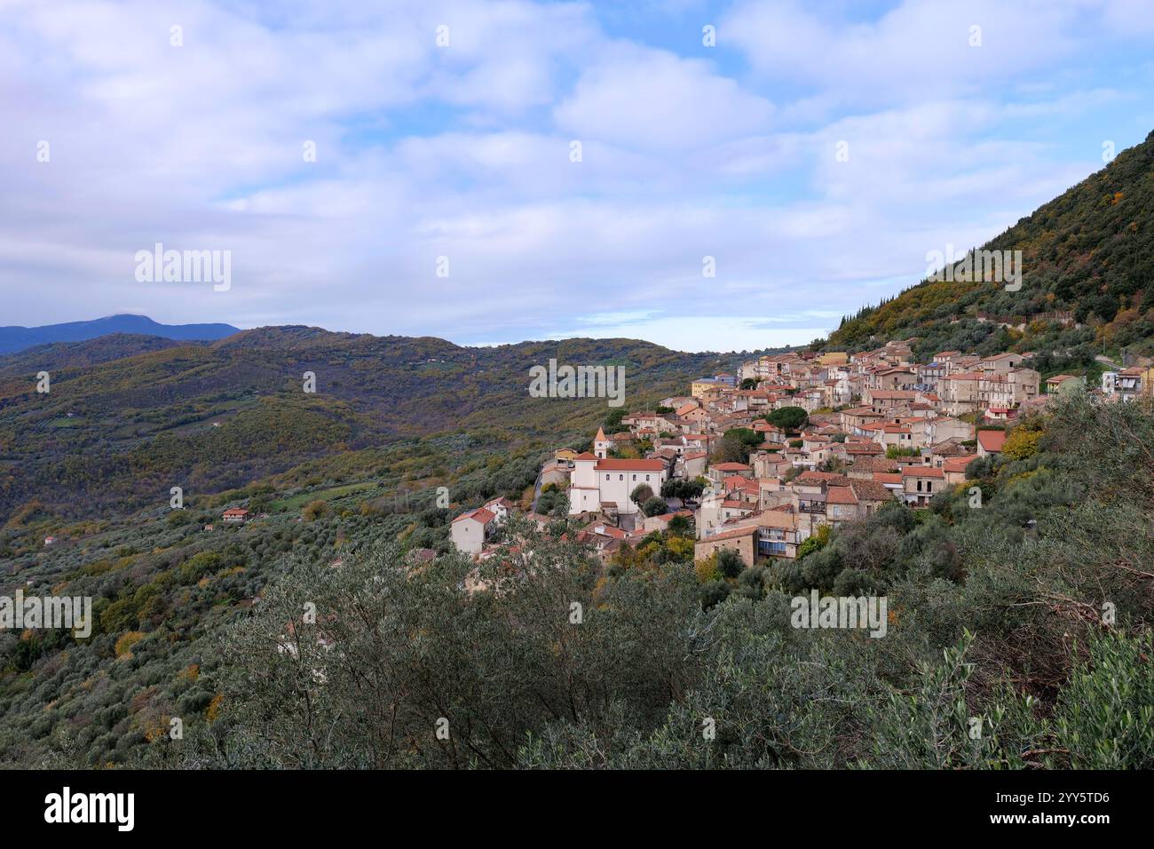 The landscape around Ottati, a small town in the province of Salerno ...