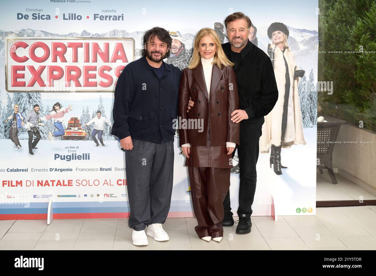 Lillo Pasquale Petrolo, Isabella Ferrari und Christian De Sica beim Photocall zum Kinofilm ...