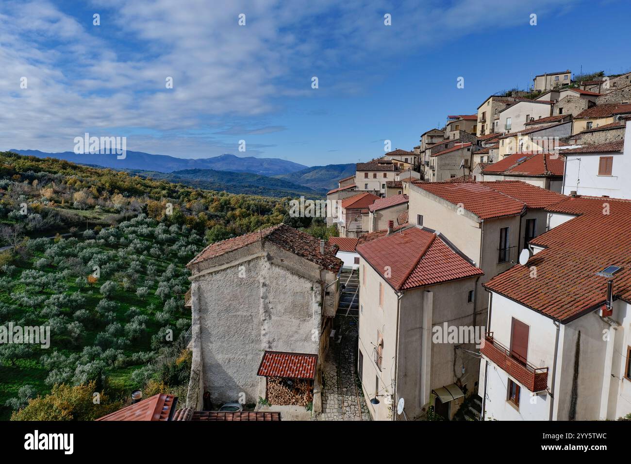 The landscape around Corleto Monforte, a small town in the province of ...