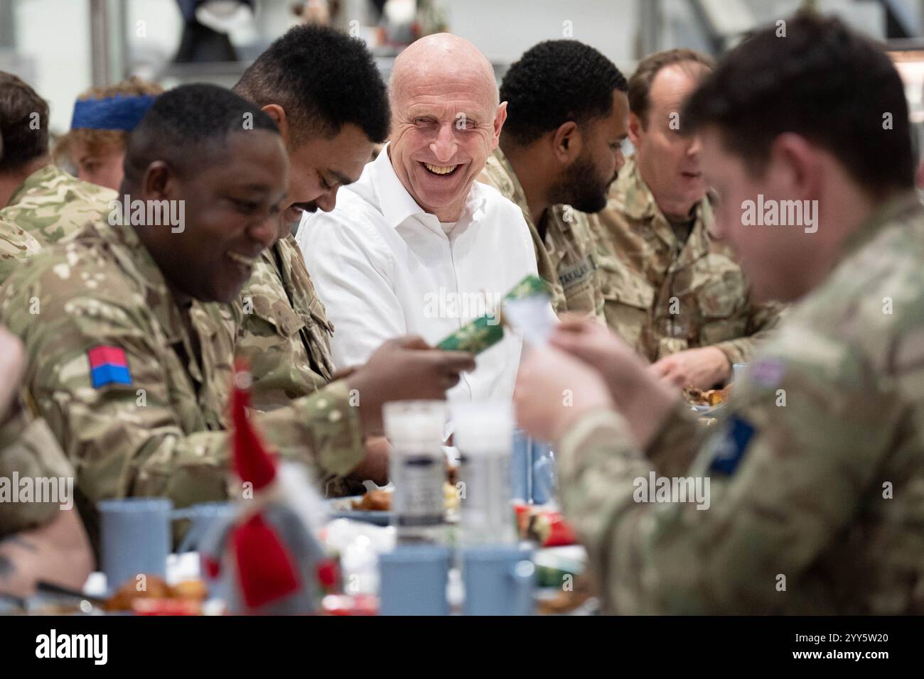 Defence Secretary John Healey enjoying Christmas lunch with British ...