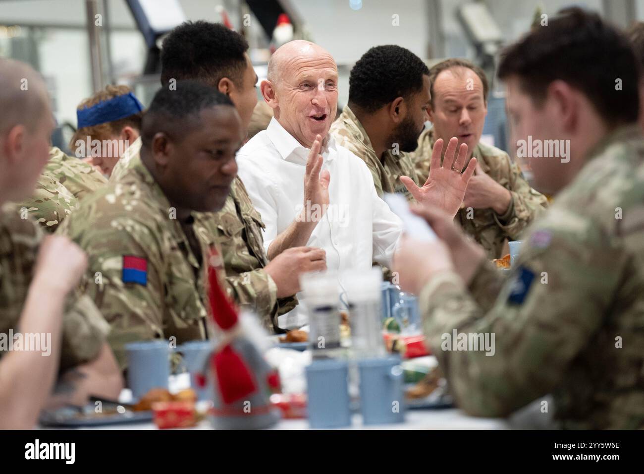 Defence Secretary John Healey enjoying Christmas lunch with British ...