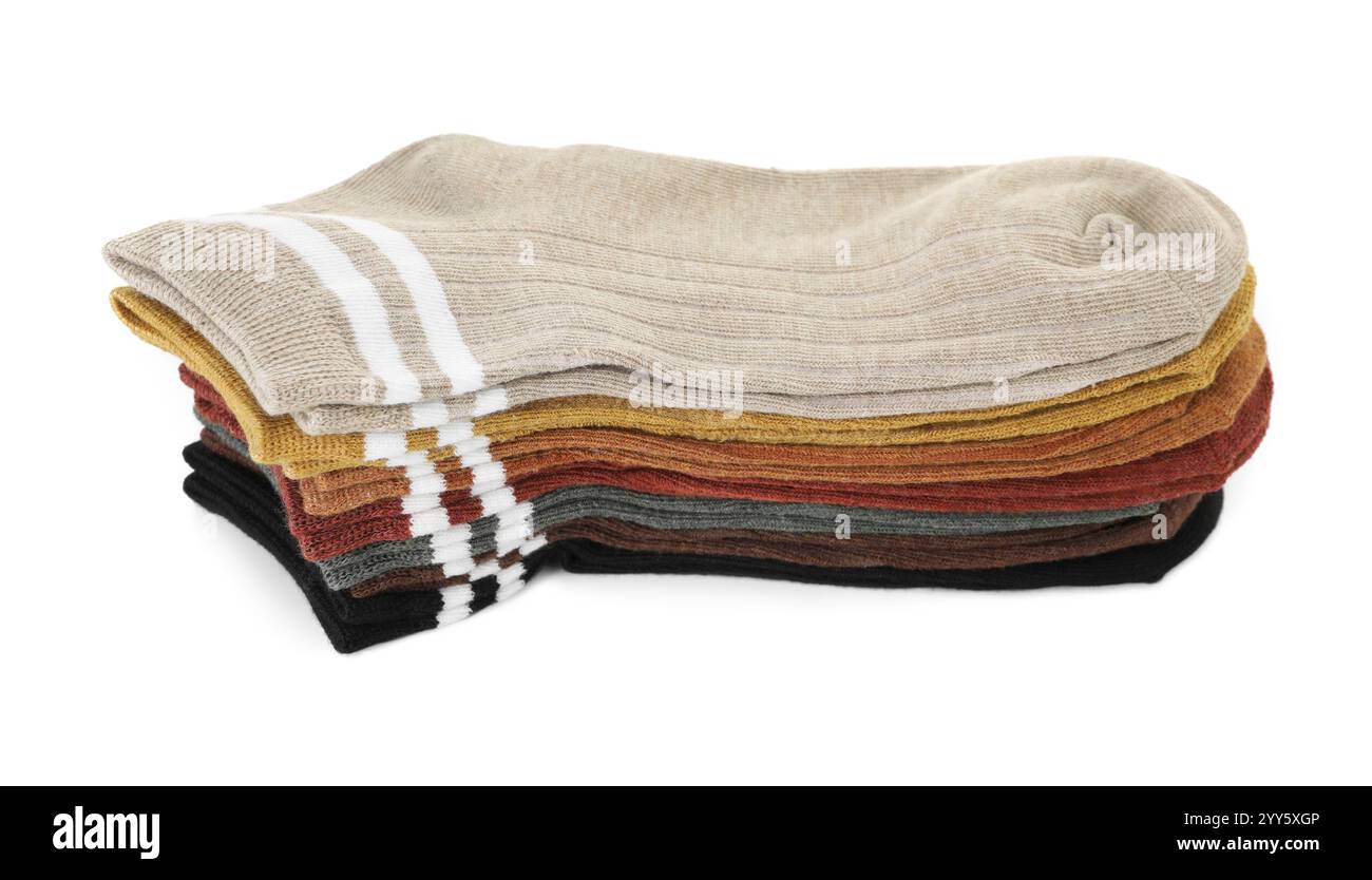 Stack of soft socks isolated on white Stock Photo - Alamy