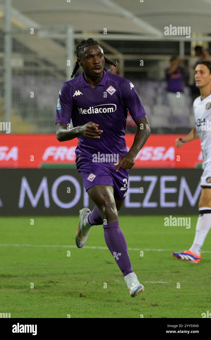 Firenze, Italia. 22nd Aug, 2024. Fiorentina's Moise Kean celebrates ...
