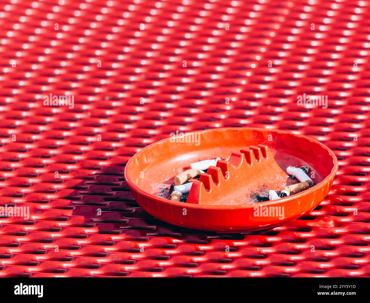 Red Plastic Smoking Ashtray Smoke Break Stock Photo - Alamy