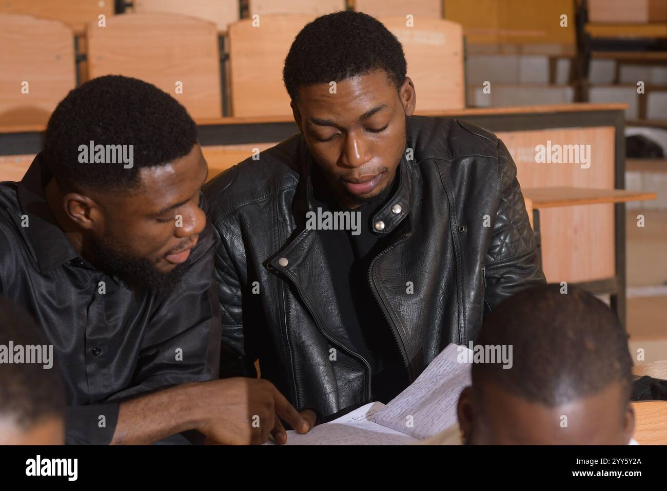 group of students in the classroom reading together happily Stock Photo ...