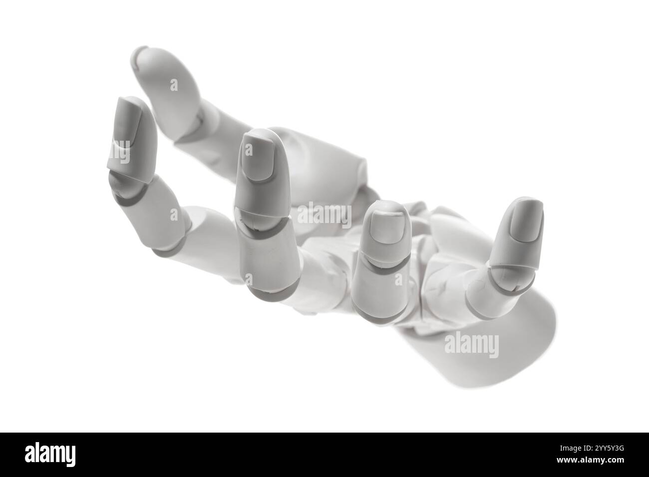 Artificial intelligence. Robot hand gesturing on white background Stock ...