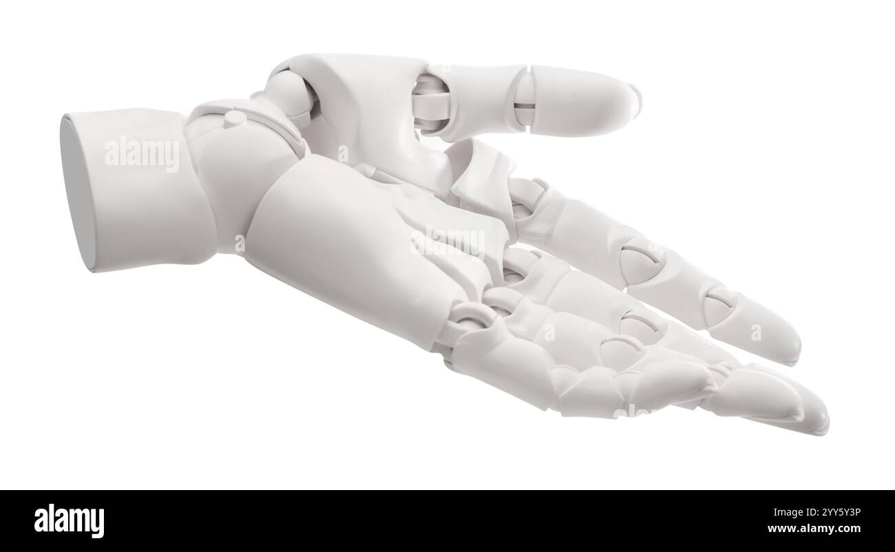 Artificial intelligence. Robot hand gesturing on white background Stock ...