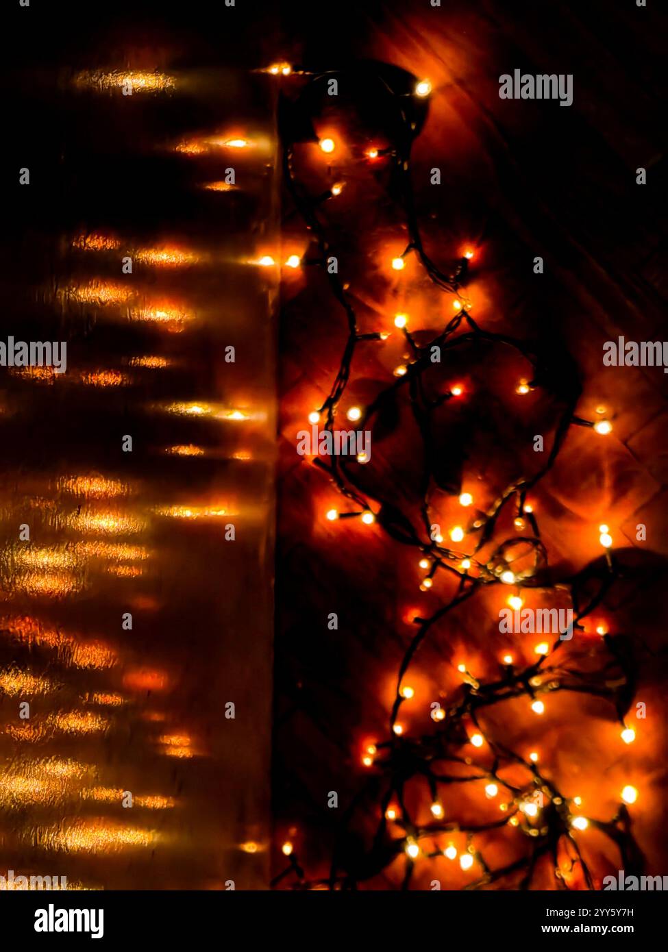 Golden Glow: Christmas Tree Reflections Awaiting New Year Stock Photo ...
