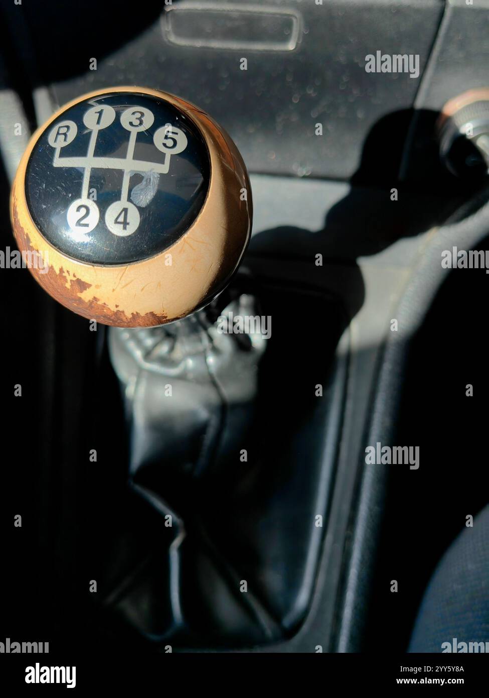 Precision in Motion: Car Gear Shift in Light and Shadow Stock Photo - Alamy