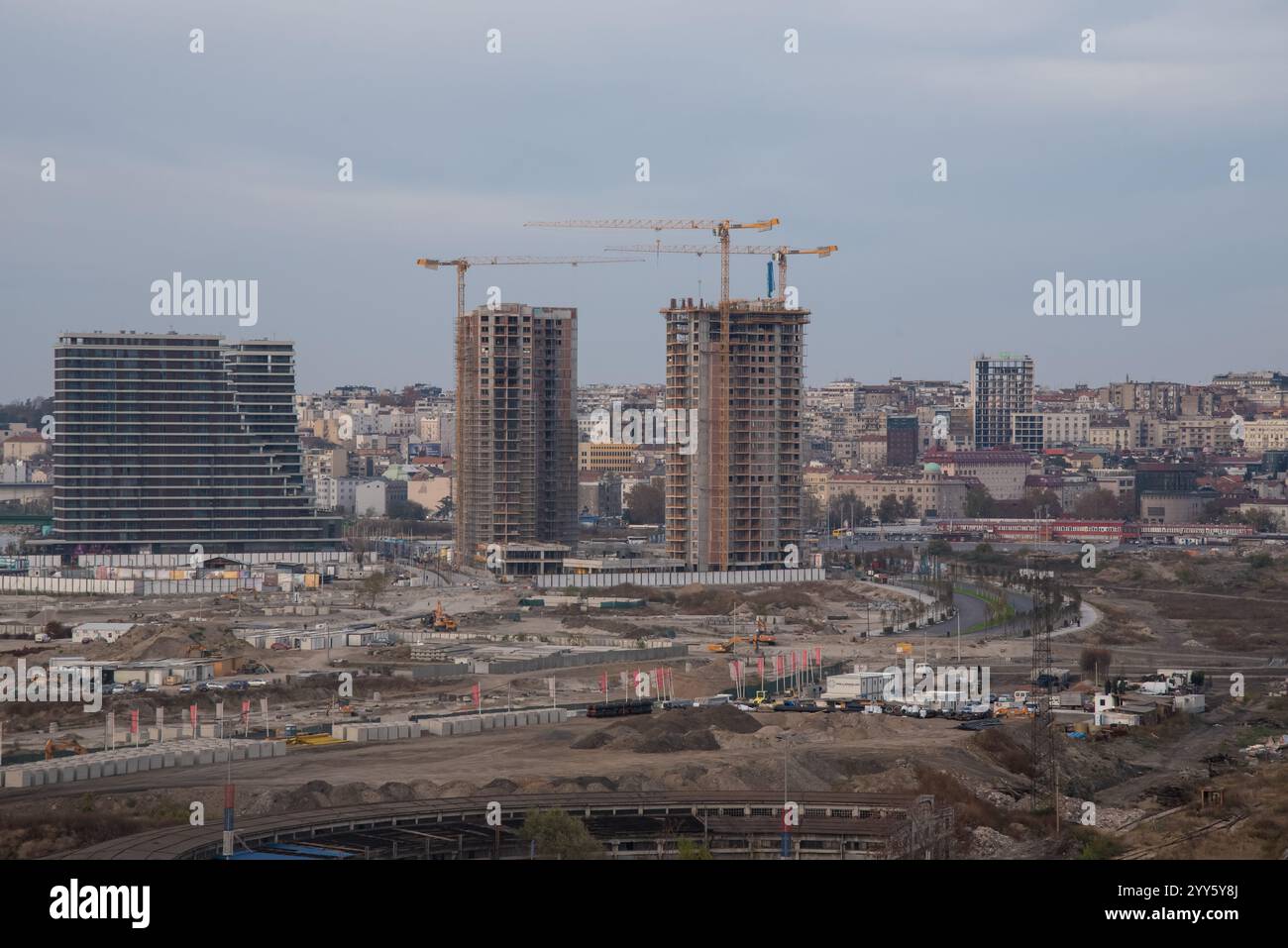 Construction of Belgrade Waterfront (Beograd na vodi) modern residence ...