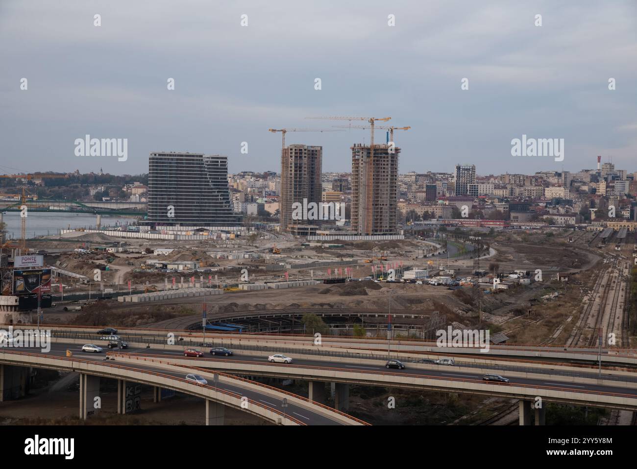 Construction of Belgrade Waterfront (Beograd na vodi) modern residence ...