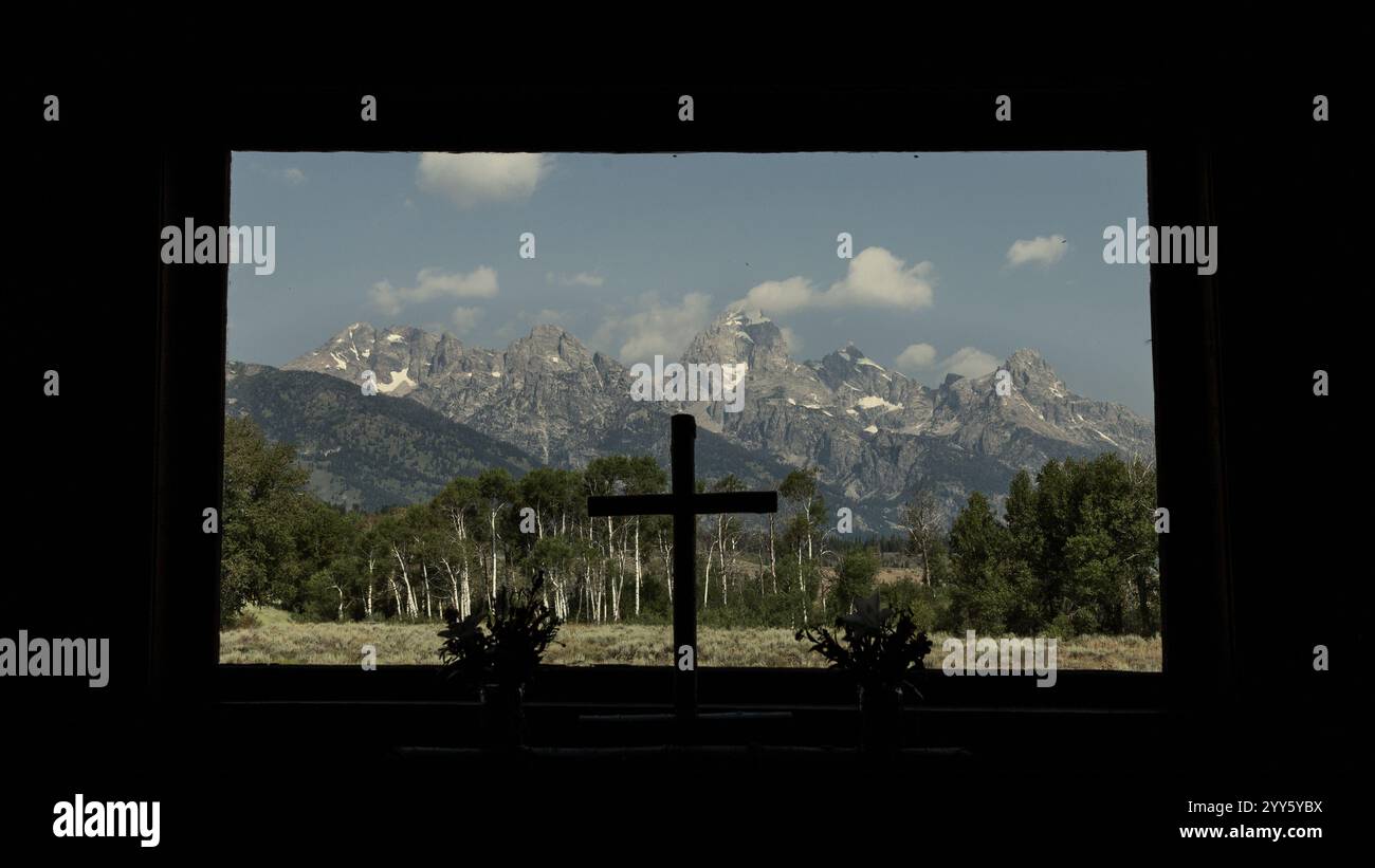 Grand Teton National Park Mountain Range Background and Blue Sky Copy ...