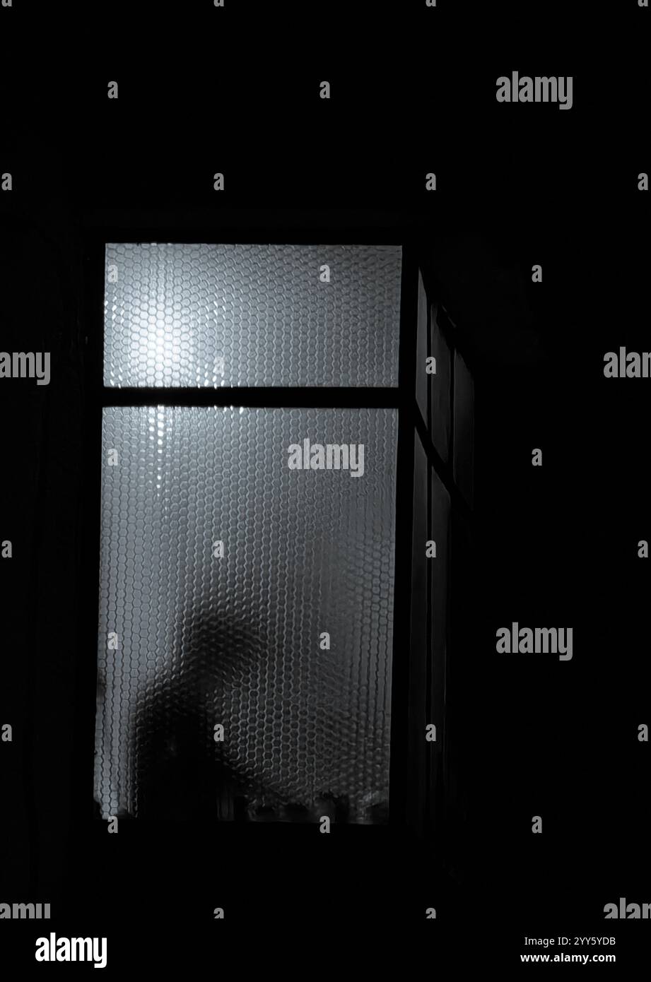 Shadowed Secrets. The Enigma Behind the Window Frame. Black and white ...