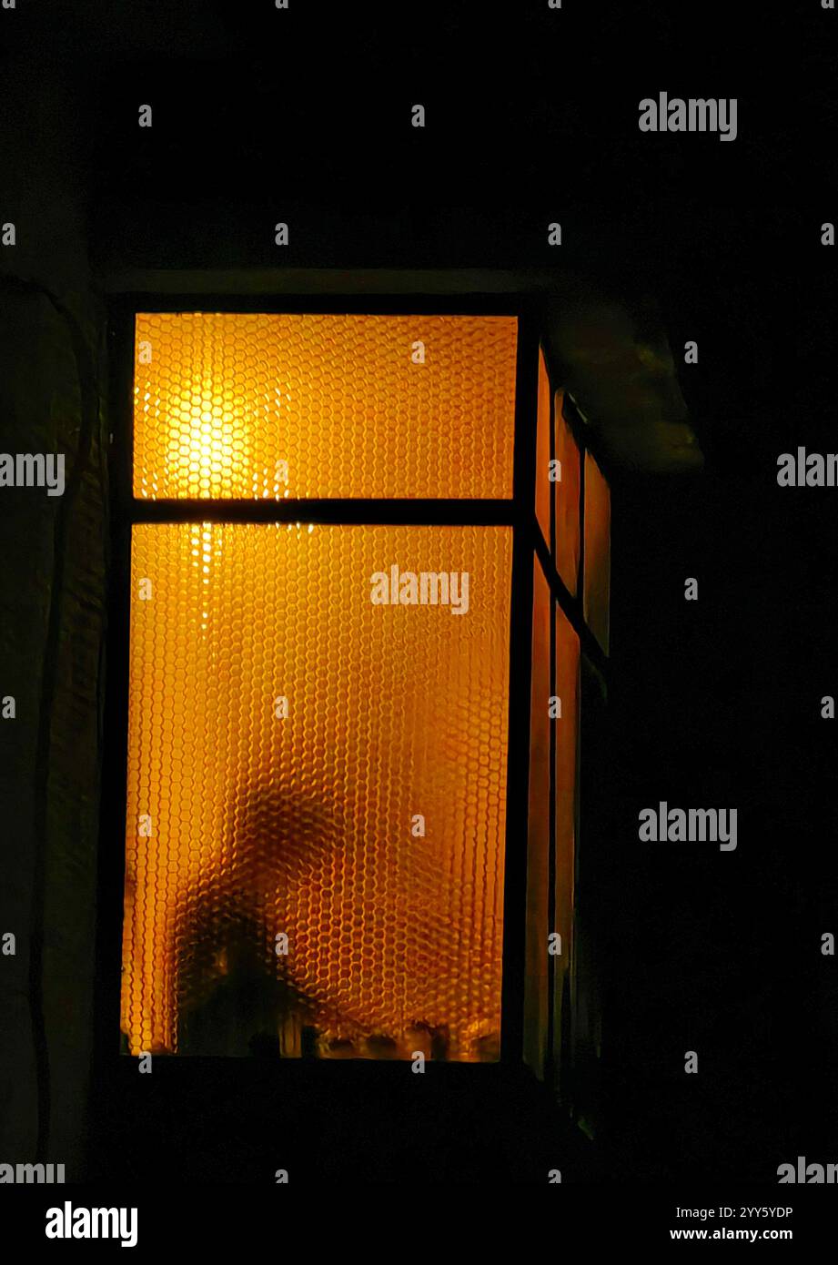 Shadowed Secrets. The Enigma Behind the Window Frame. Orange color ...