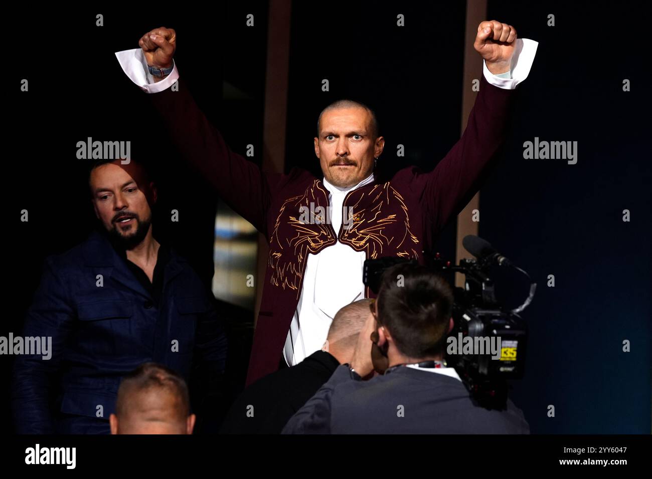 Oleksandr Usyk reacts following the press conference in Riyadh, Saudi ...