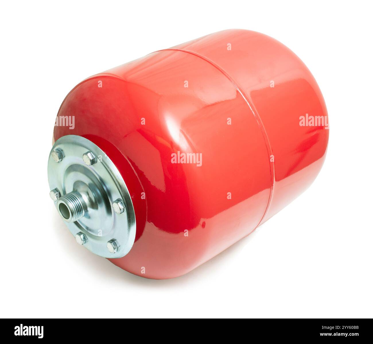 New expansion tank for heating system, photographed on white background ...