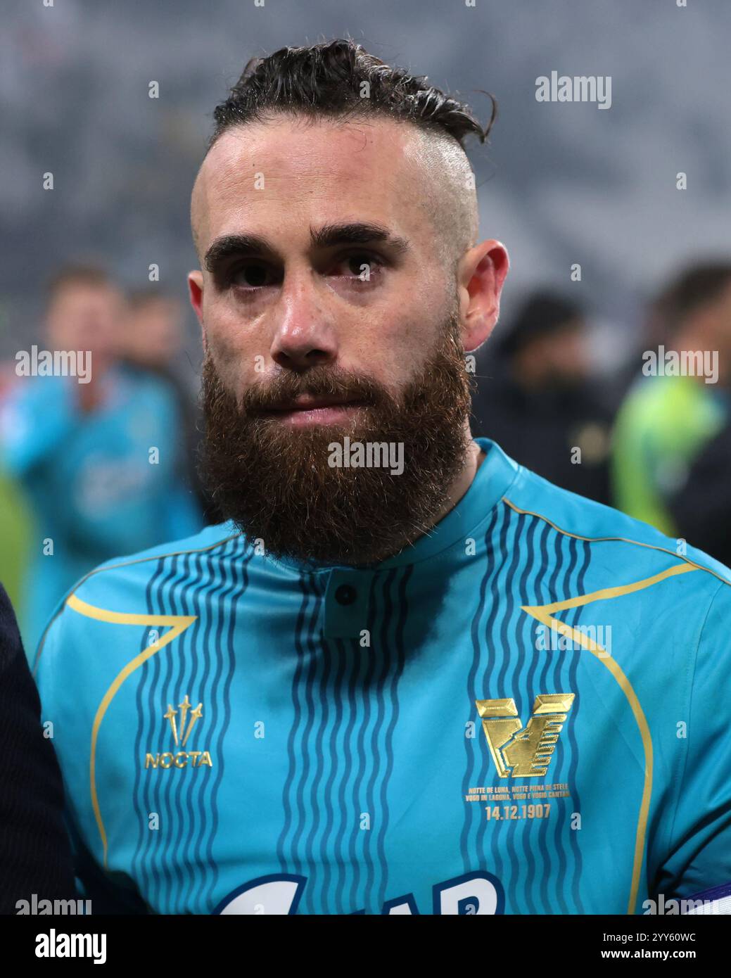 Turin, Italy. 14th Dec, 2024. Francesco Zampano of Venezia FC reacts ...